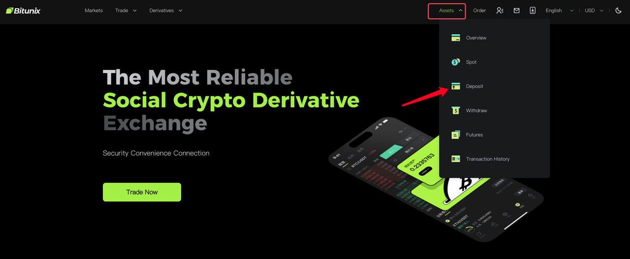 How to deposit your assets into Bitunix (Web) – Bitunix Help Center
